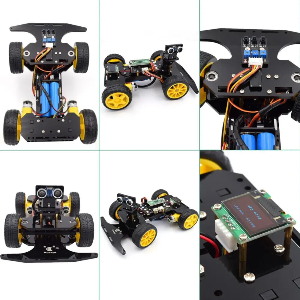 Adeept Smart Rc Car Kit For Rpi Pico W Line Tracking Obstacle Avoidance Display Robotshop