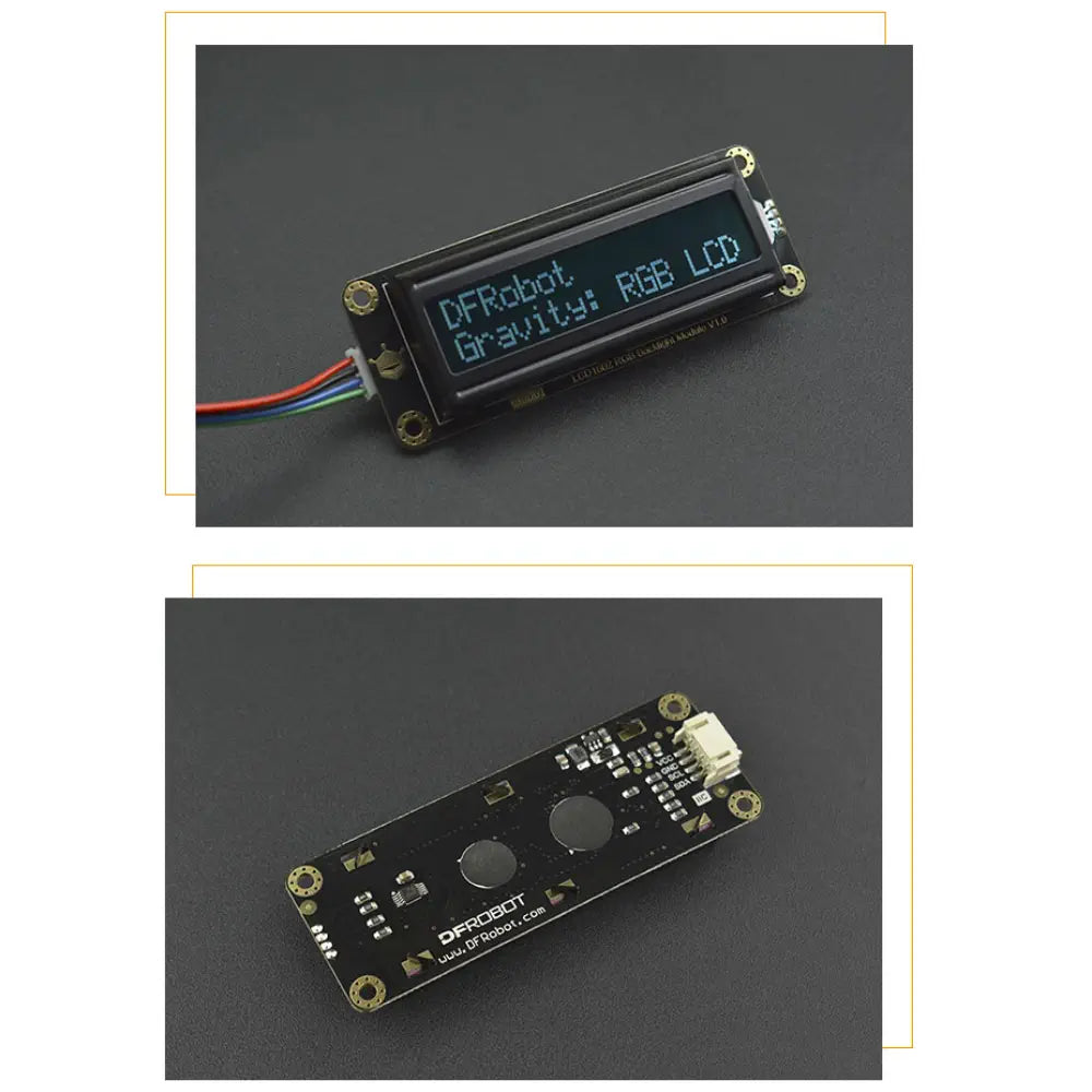 Gravity: I2C 16x2 Arduino LCD w/ RGB Font Display (Black) V2.0 - RobotShop