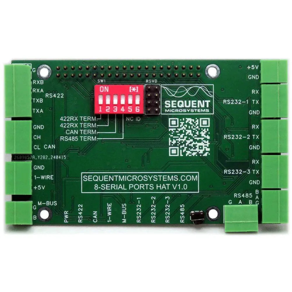 Sequent Microsystems 8 Serial Ports 2-Layer Stackable HAT for Raspberry Pi (Compatible w ...
