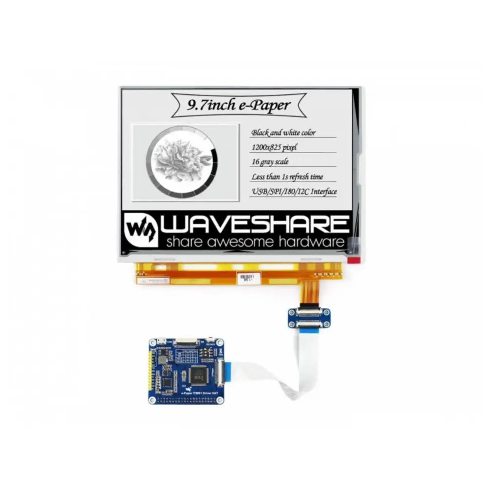 Waveshare 1200x825 97 In E Ink Display Hat For Raspberry Pi Robotshop