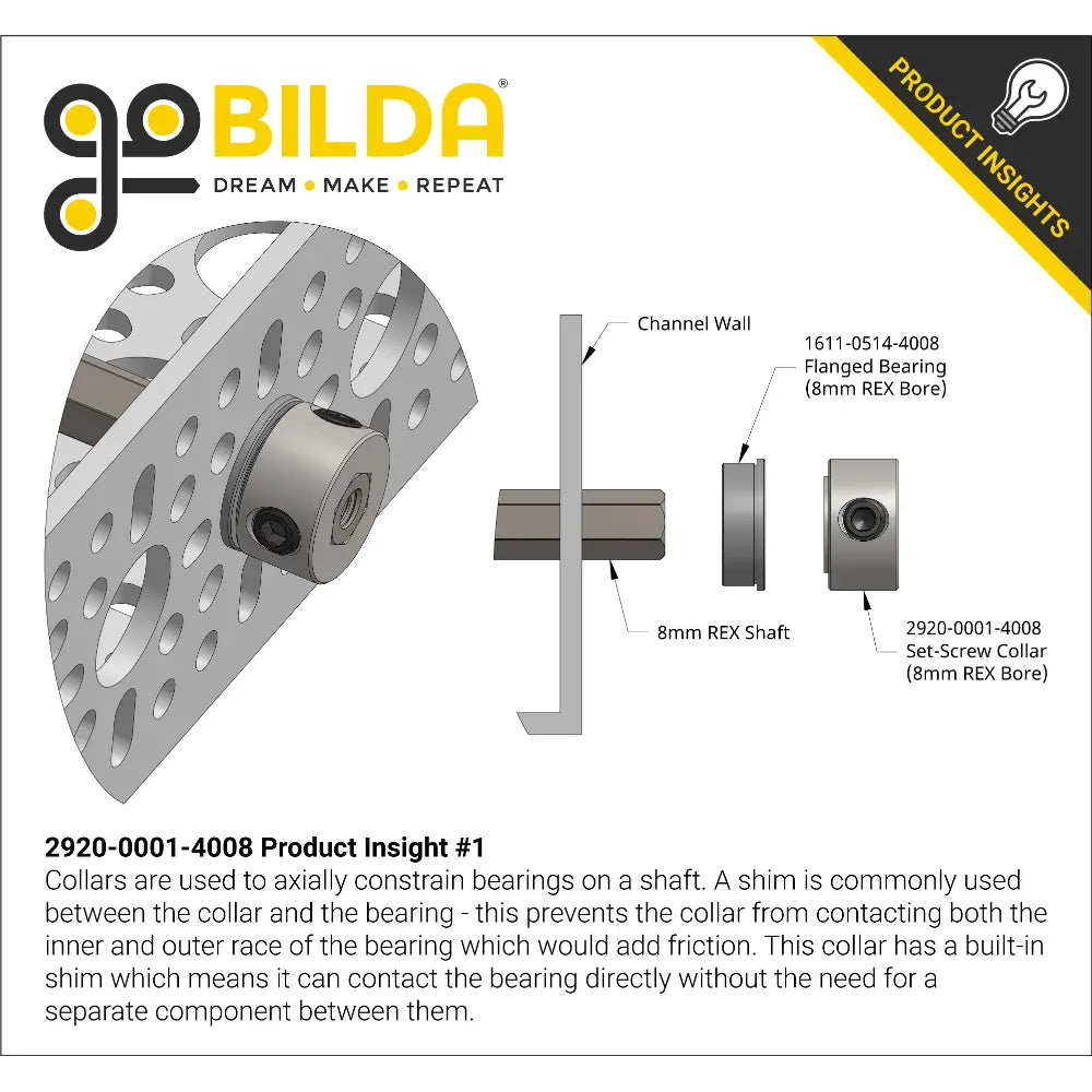 2920 Series Set-Screw Collar (8mm REX™ Bore) - 2 Pack - RobotShop