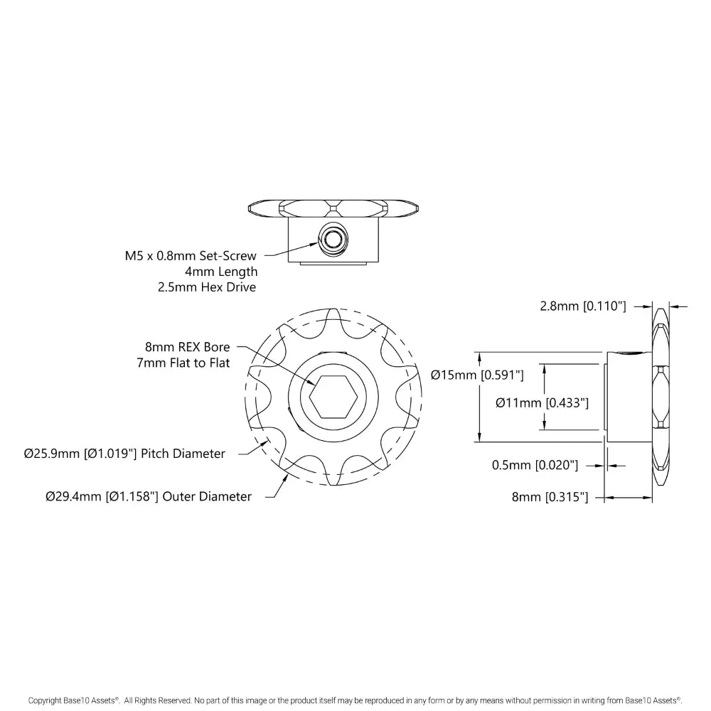 3307 Series 8mm Pitch Set-Screw Sprocket (8mm REX™ Bore, 10 Tooth ...
