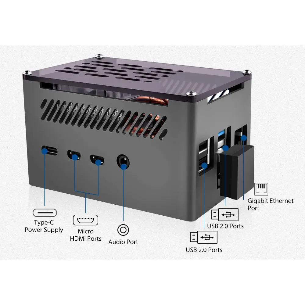 52Pi Aluminum NAS Case w/ Low-Profile Fan & M.2 Sata SSD for Raspberry ...