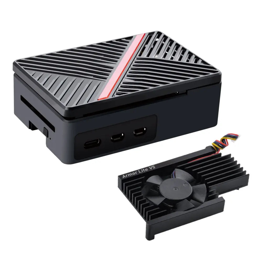 52Pi Armor Lite V5 ABS Enclosure for Raspberry Pi 5 w/ Cooling (Black ...