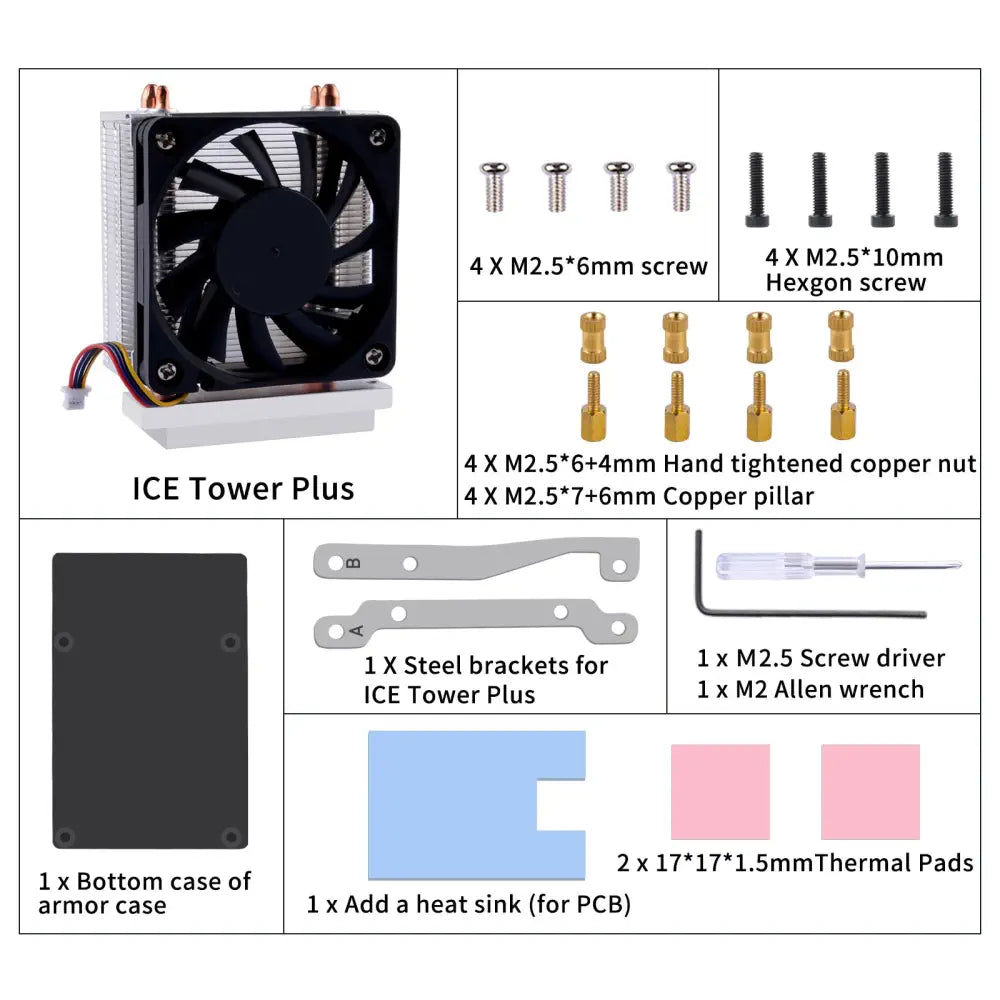 52Pi ICE Tower Plus Cooling System for Raspberry Pi 5 (Metallic ...