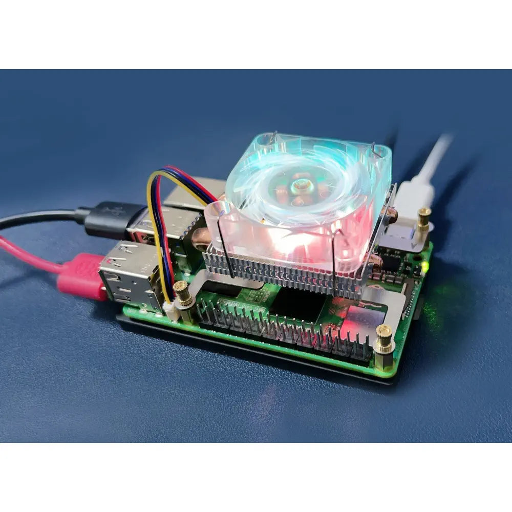 52Pi Low-Profile ICE Tower Cooling Fan RGB LED Light for Raspberry Pi 5 ...