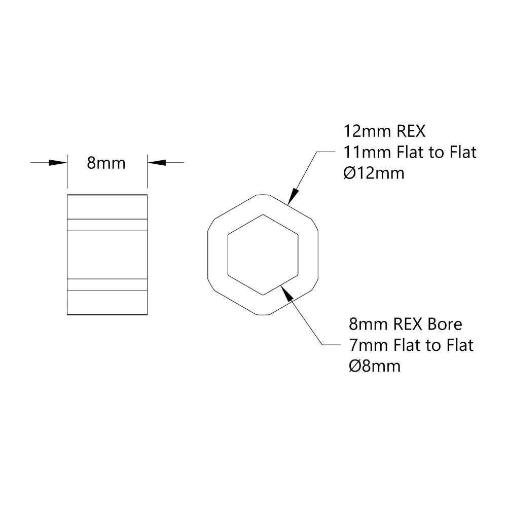 8mm REX™ Plastic Spacer (12mm REX™ OD, 8mm Length) - 12 Pack - RobotShop