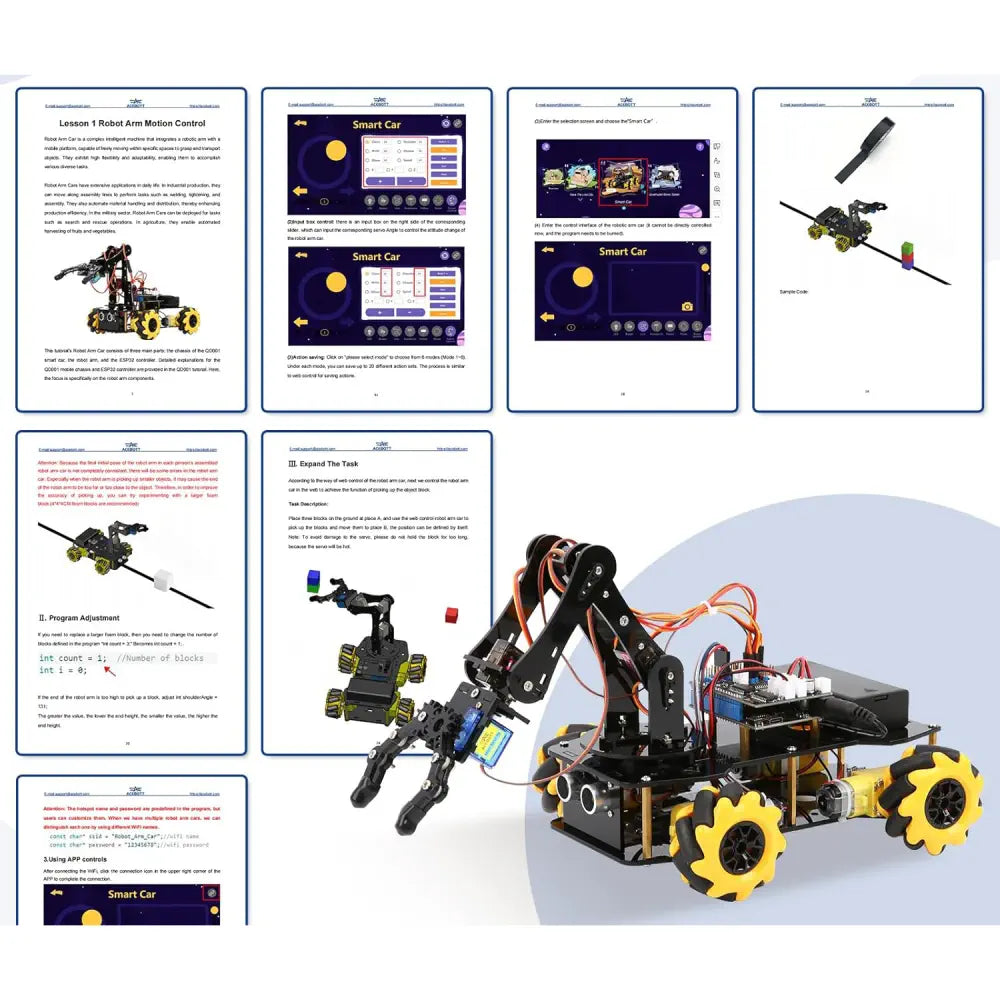 ACEBOTT 5DOF Smart Robot Arm Car Kit, Compatible w/ Arduino/Python ...