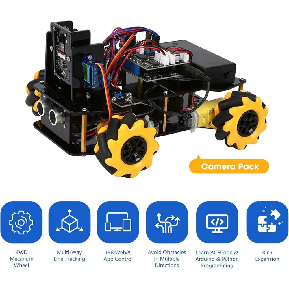 ACEBOTT Smart Robot Camera Car Kit, 4WD Remote Control Car Compatible w/ Arduino IDE - RobotShop