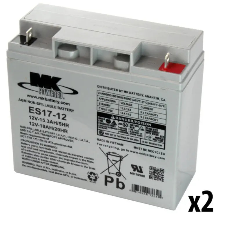 AndyMark MK ES17-12 12V SLA Battery (Set of 2) - RobotShop