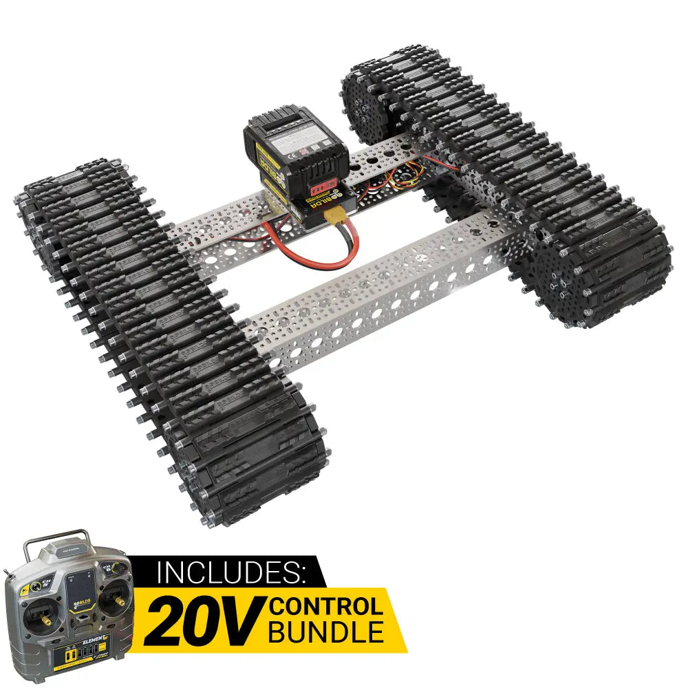 Bravo RC Tank Track Chassis (Rubber Treads, 25lb Payload, 4Mph) - RobotShop