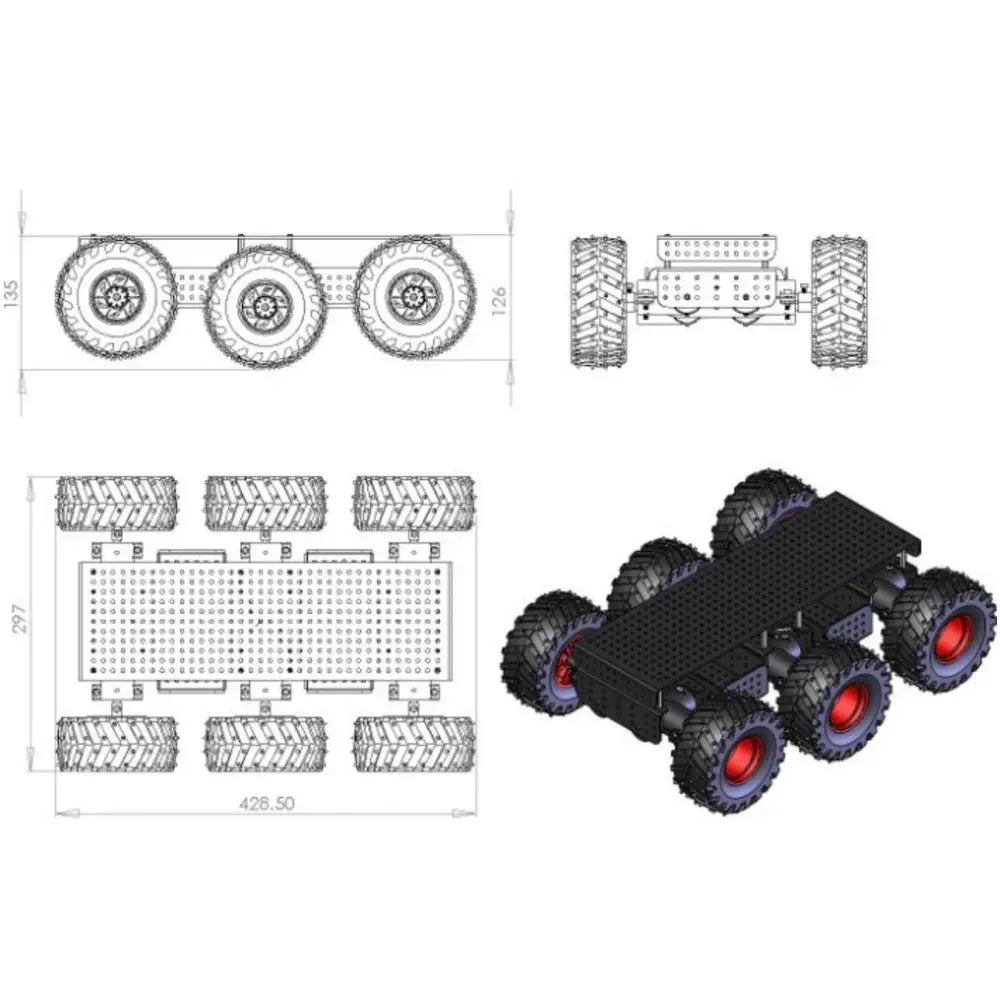 Dagu Wild Thumper 6WD All Terrain Chassis (34:1) - RobotShop