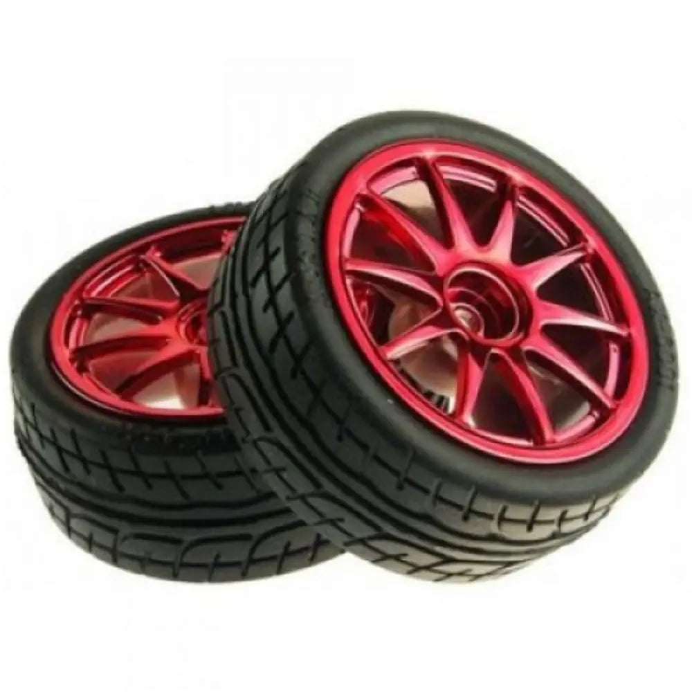 DFRobot 65mm Rubber Wheel Pair - Red - RobotShop