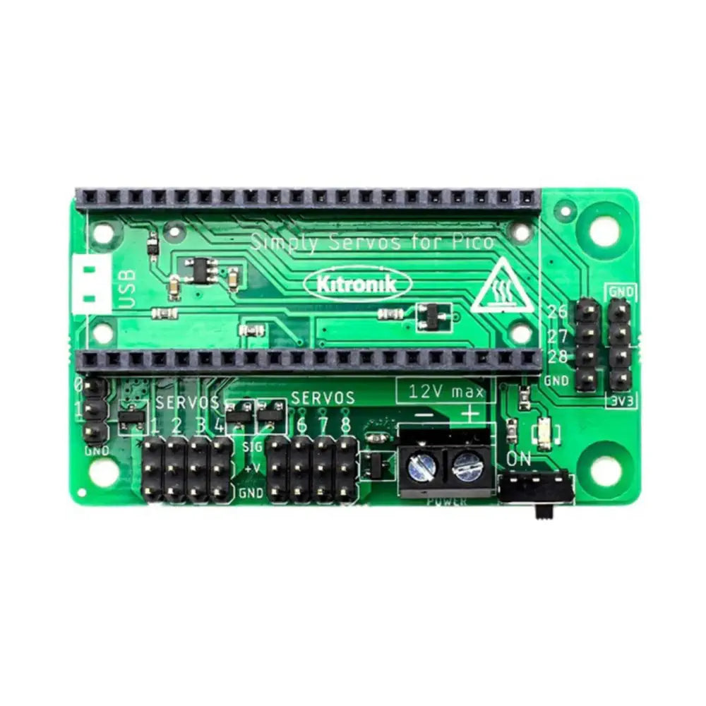 Kitronik Simply Servos Board for Raspberry Pi Pico - RobotShop