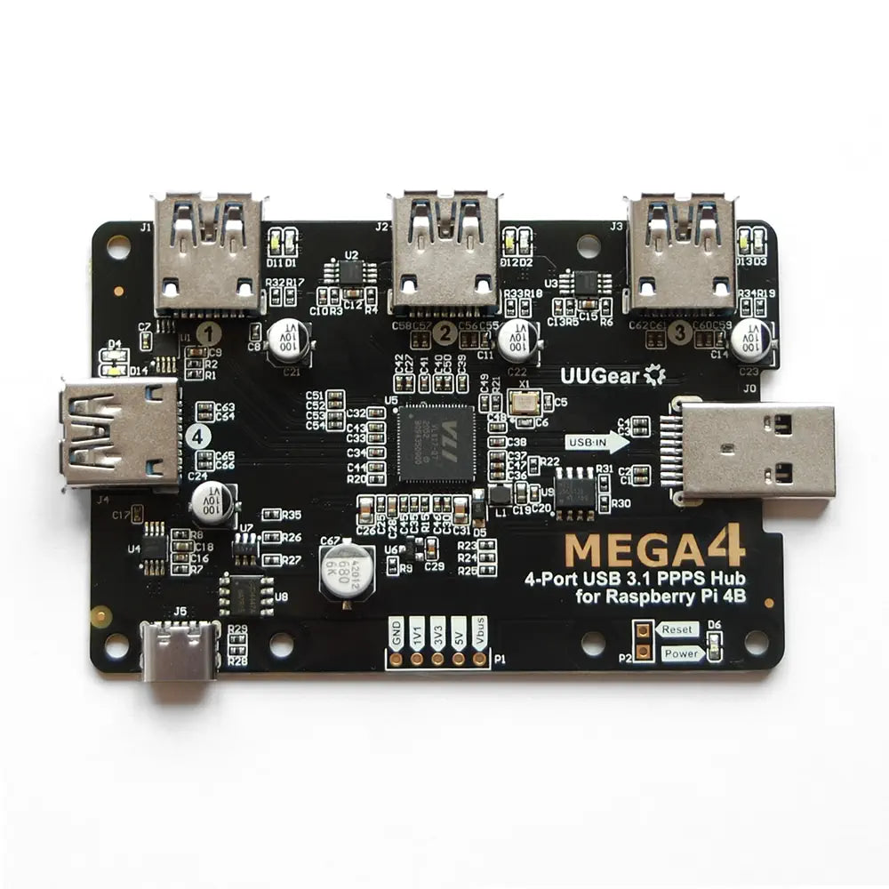 MEGA4 4-port USB 3.1 PPPS HUB for Raspberry Pi 4B - RobotShop