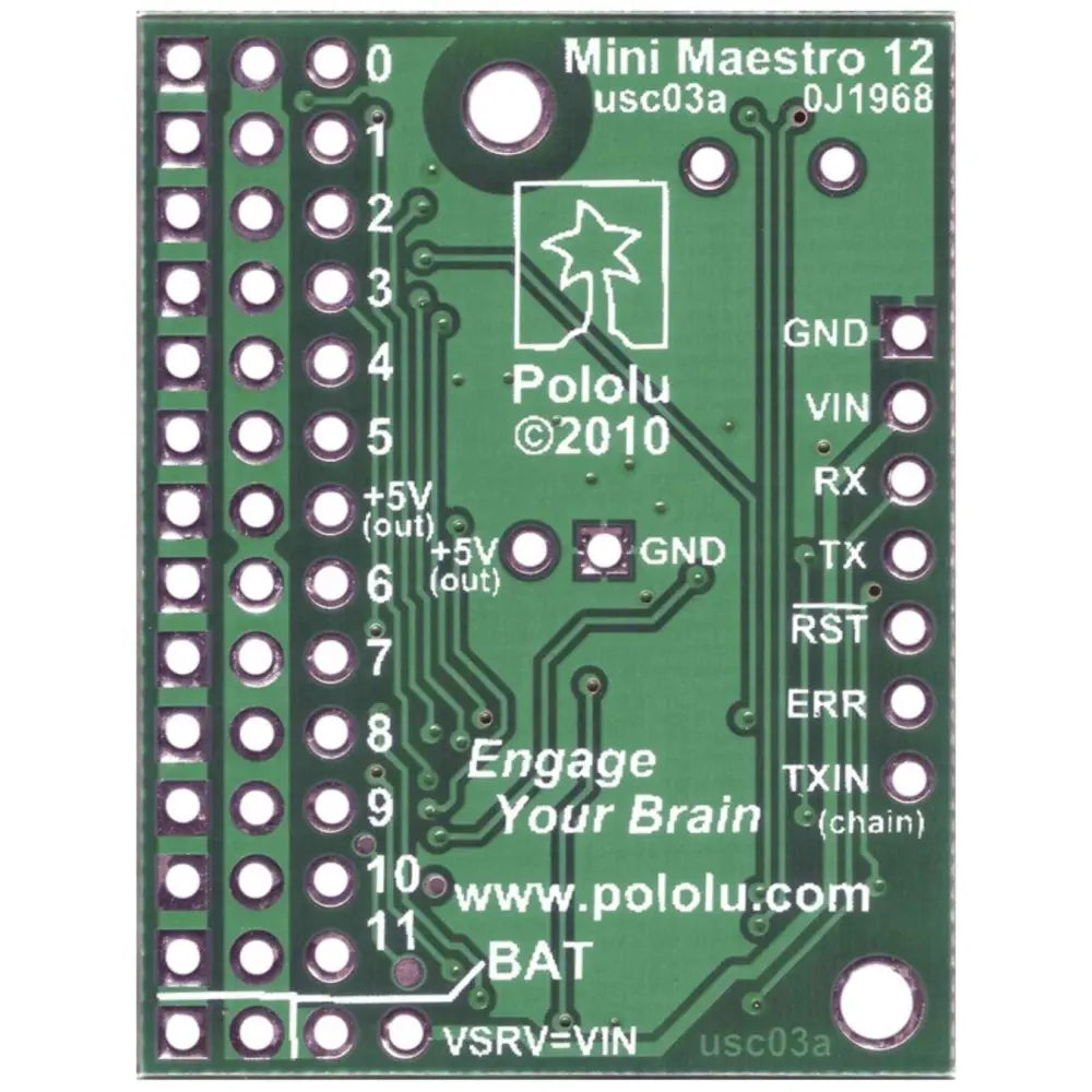 Mini Maestro 12-Channel USB Servo Controller (Assembled) - RobotShop