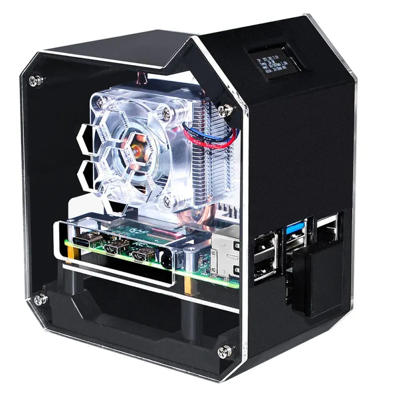 Mini Tower NAS Kit for RPi 4B, 2TB M.2 SATA SSD, Heat Dissipation, OLED ...