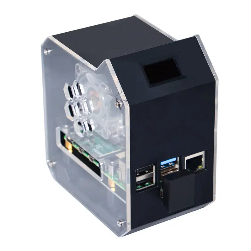 Mini Tower NAS Kit for RPi 4B, 2TB M.2 SATA SSD, Heat Dissipation, OLED ...
