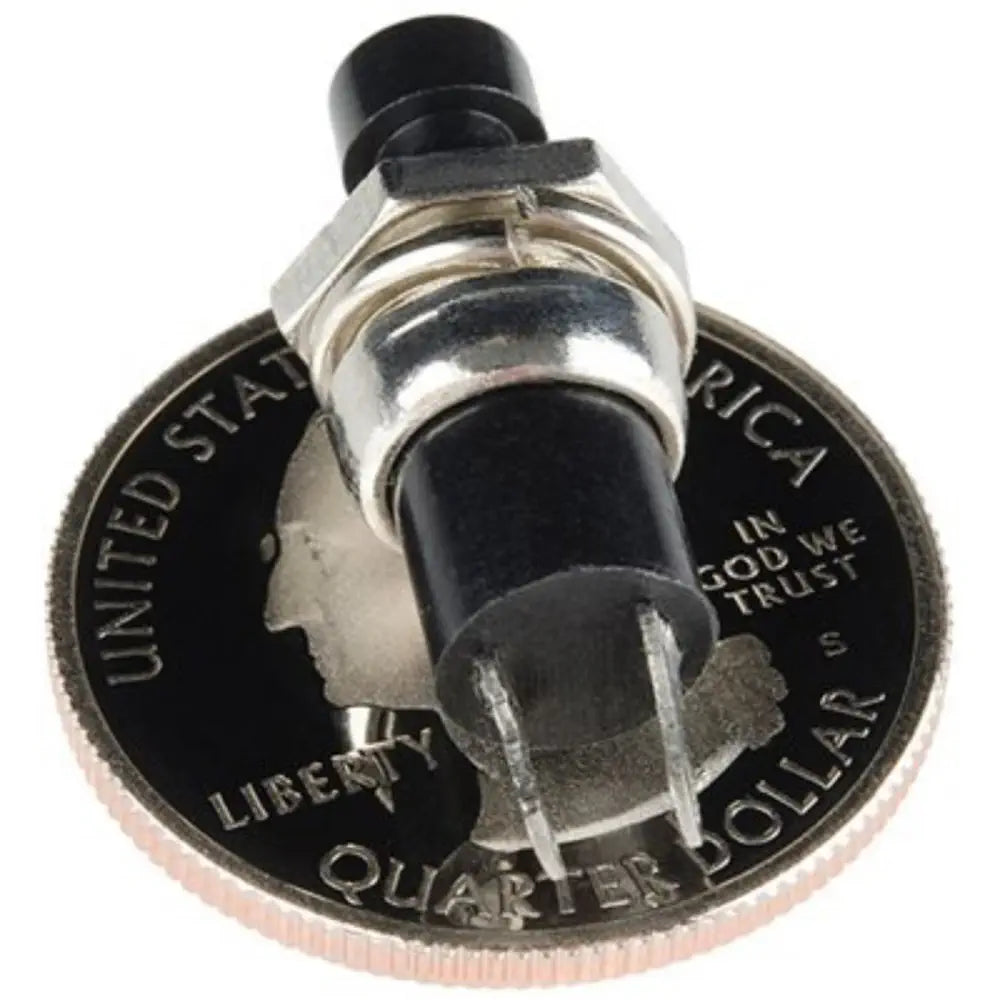 Momentary Button - Panel Mount (Black) - RobotShop