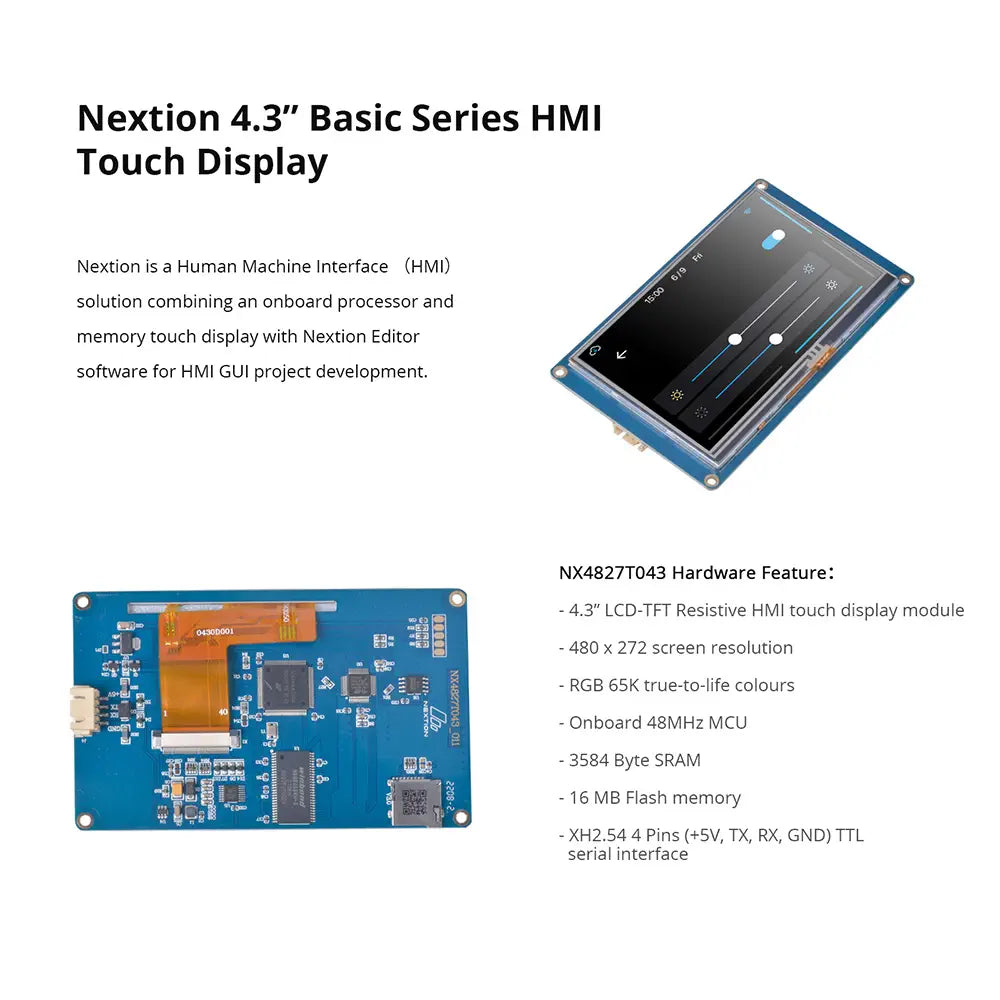 Nextion 4.3” Basic Series HMI Touch Display (NX4827T043) - RobotShop