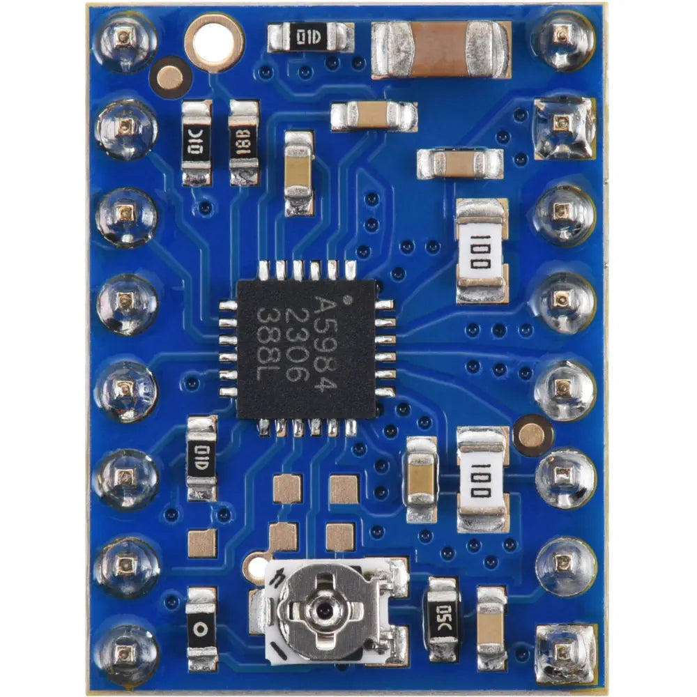 Pololu A5984 Stepper Motor Driver Carrier, Adjustable Current, Blue Edition (Soldered Header ...