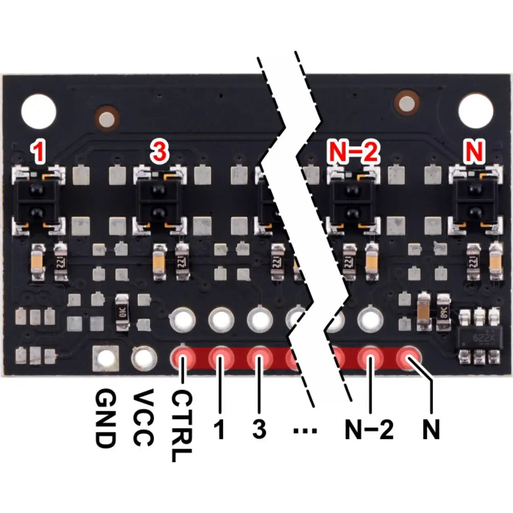 Pololu QTRX-MD-07RC Reflectance Sensor Array: 7-Channel, 8mm Pitch, RC ...