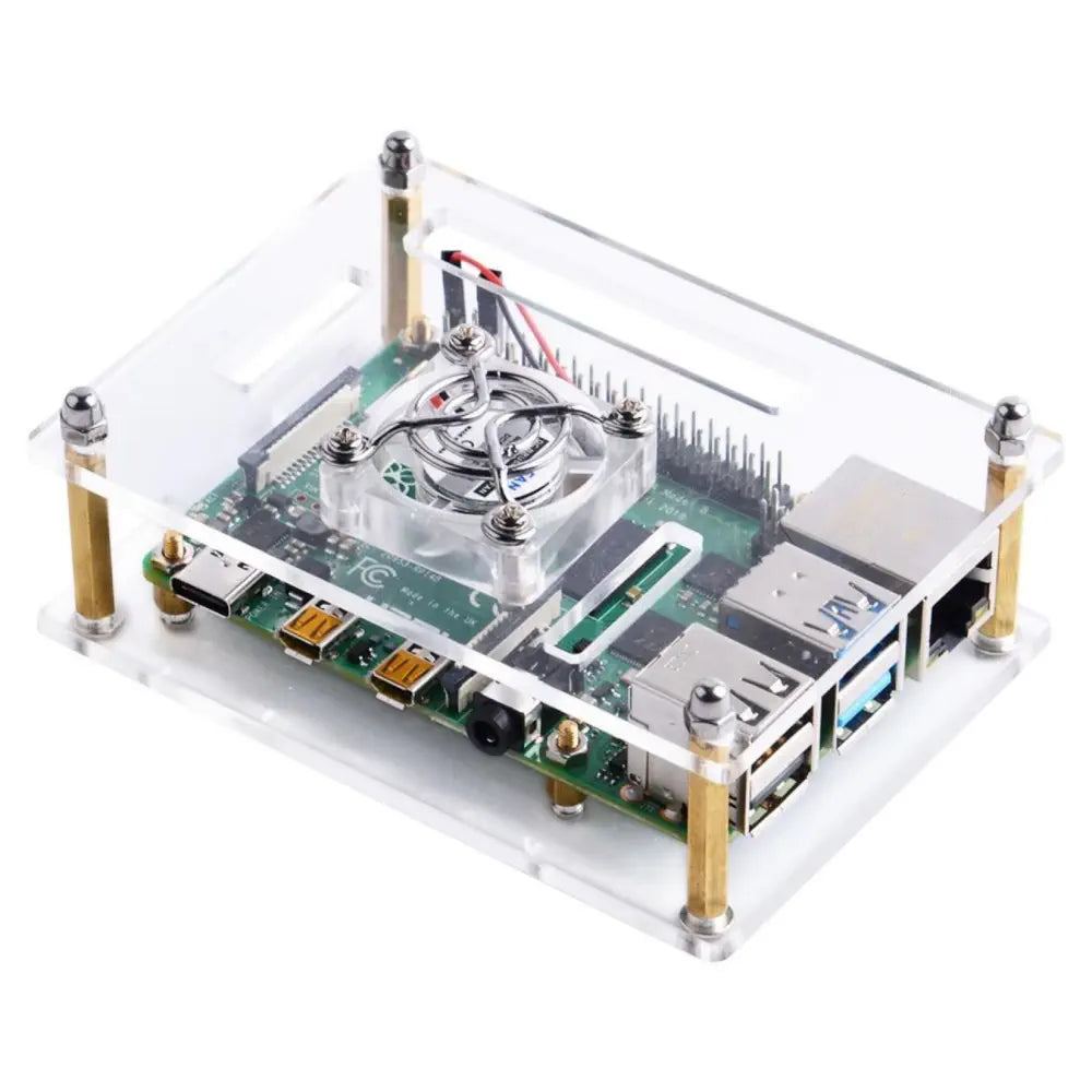 Raspberry Pi Acrylic Case w/ Transparent Fan - RobotShop