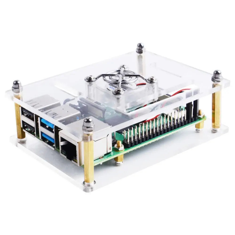 Raspberry Pi Acrylic Case w/ Transparent Fan - RobotShop