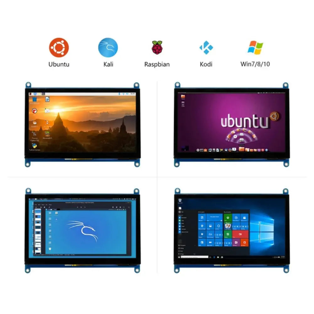 RC070N 7 inch Touch Display 1024x600 HDMI Monitor for Raspberry Pi 3B ...