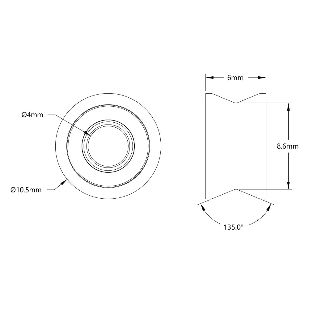 Servocity 1609 Serie V Groef Lager 4mm Id X 105mm Od 6mm Dikte 2