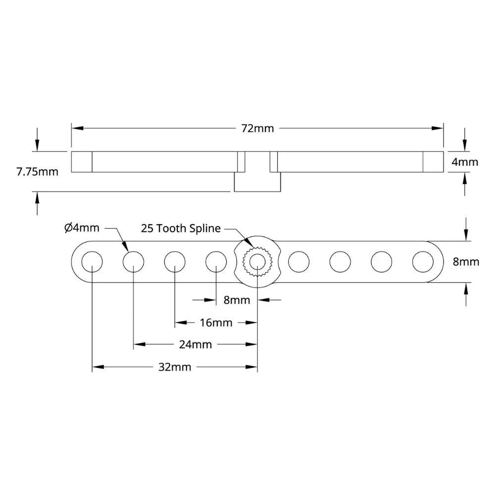 Servocity 1902 Series Dual Servo Arm 25 Tooth Spline 64mm Length