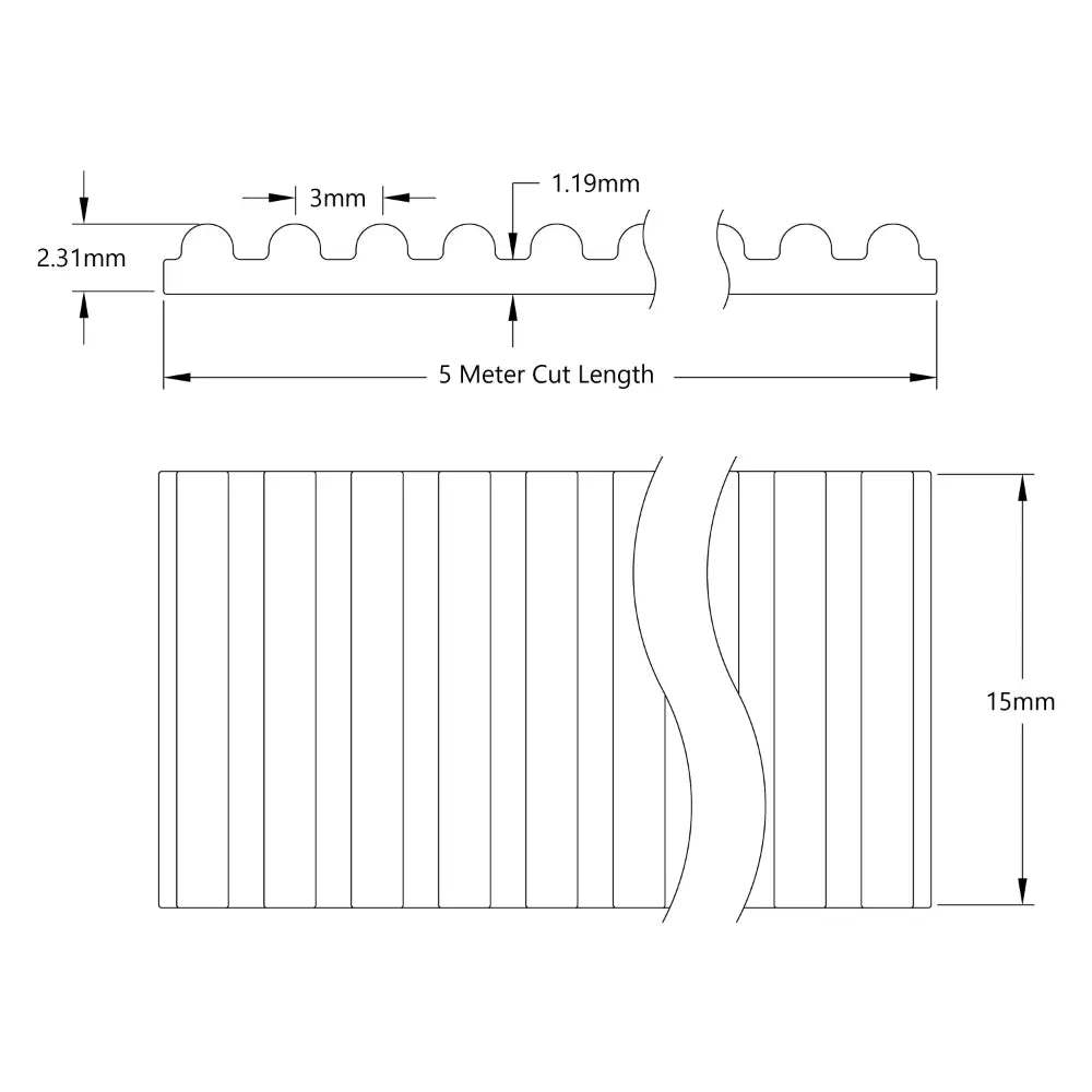 ServoCity 3406 Series 3mm HTD Pitch Timing Belt (15mm Width, 5 M Cut ...
