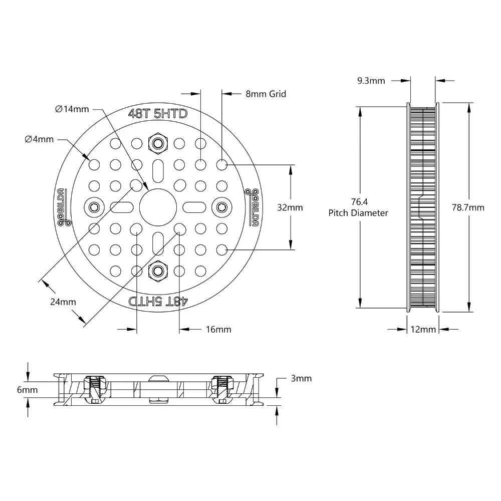 ServoCity 3415 Series 5mm HTD Pitch Hub Mount Timing Belt Pulley (14mm ...