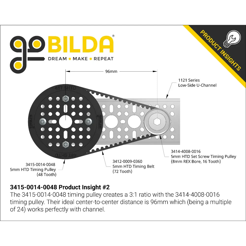 ServoCity 3415 Series 5mm HTD Pitch Hub Mount Timing Belt Pulley (14mm ...