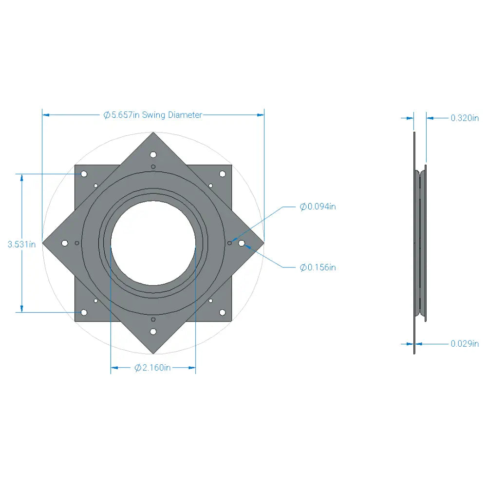 ServoCity 4" Square Ball Bearing Turntable (110lb Capacity) - RobotShop