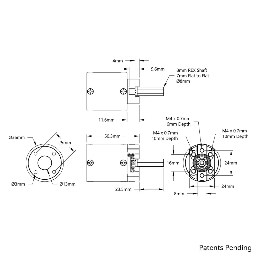 ServoCity 5103 Series Planetary Gearbox (50.9:1 Ratio, 24mm Length 8mm ...