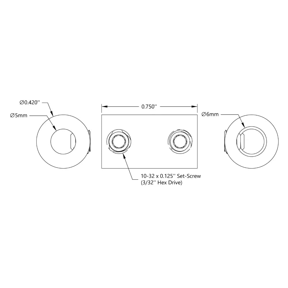 ServoCity 5mm to 6mm Set-Screw Shaft Coupler - RobotShop