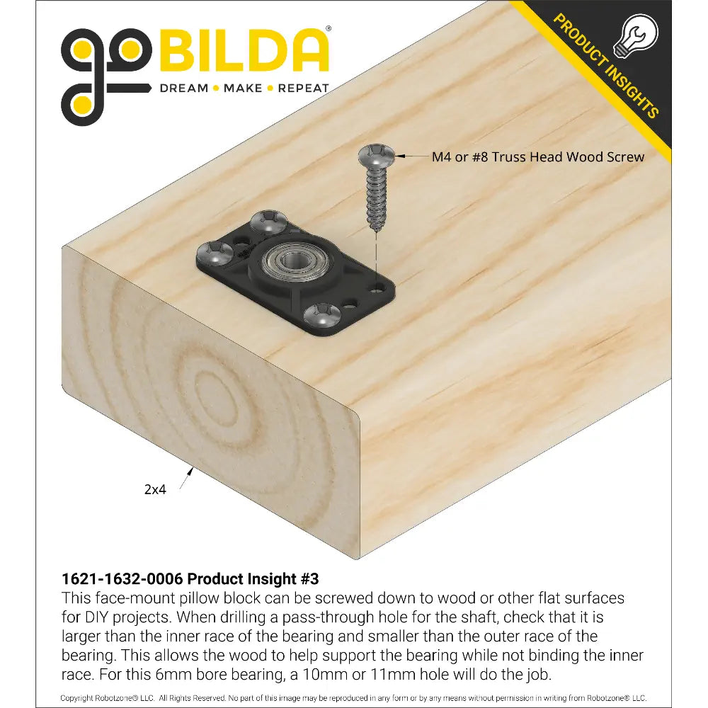 ServoCity Palier Plat à Alésage 6mm (16mm x 32mm Modèle de Montage) - 2 ...