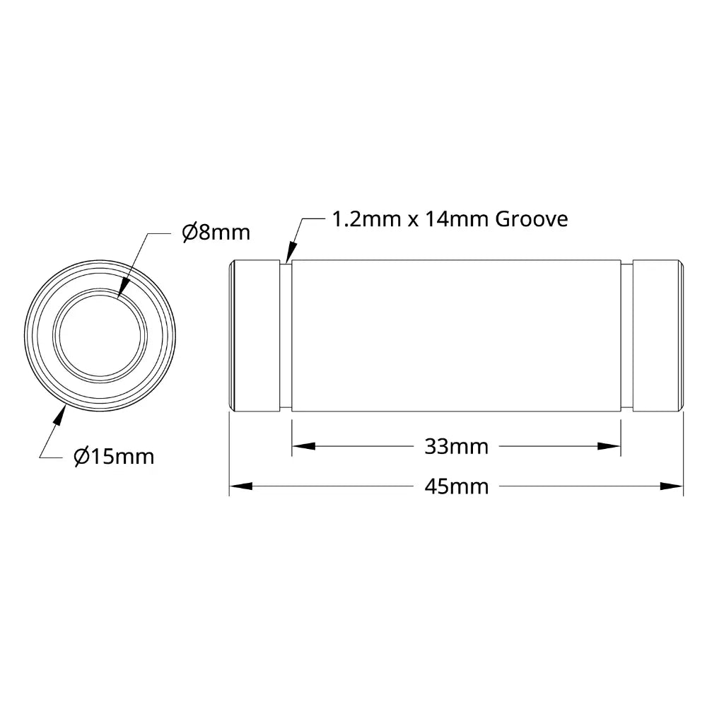 ServoCity 8mm ID Linear Ball Bearing (15mm OD, 45mm Length) - 2 Pack ...