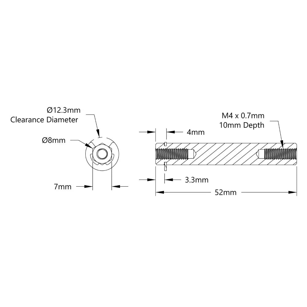 Eje Servocity Rex™ De 8mm C E Clip Acero Inoxidable Longitud 52mm
