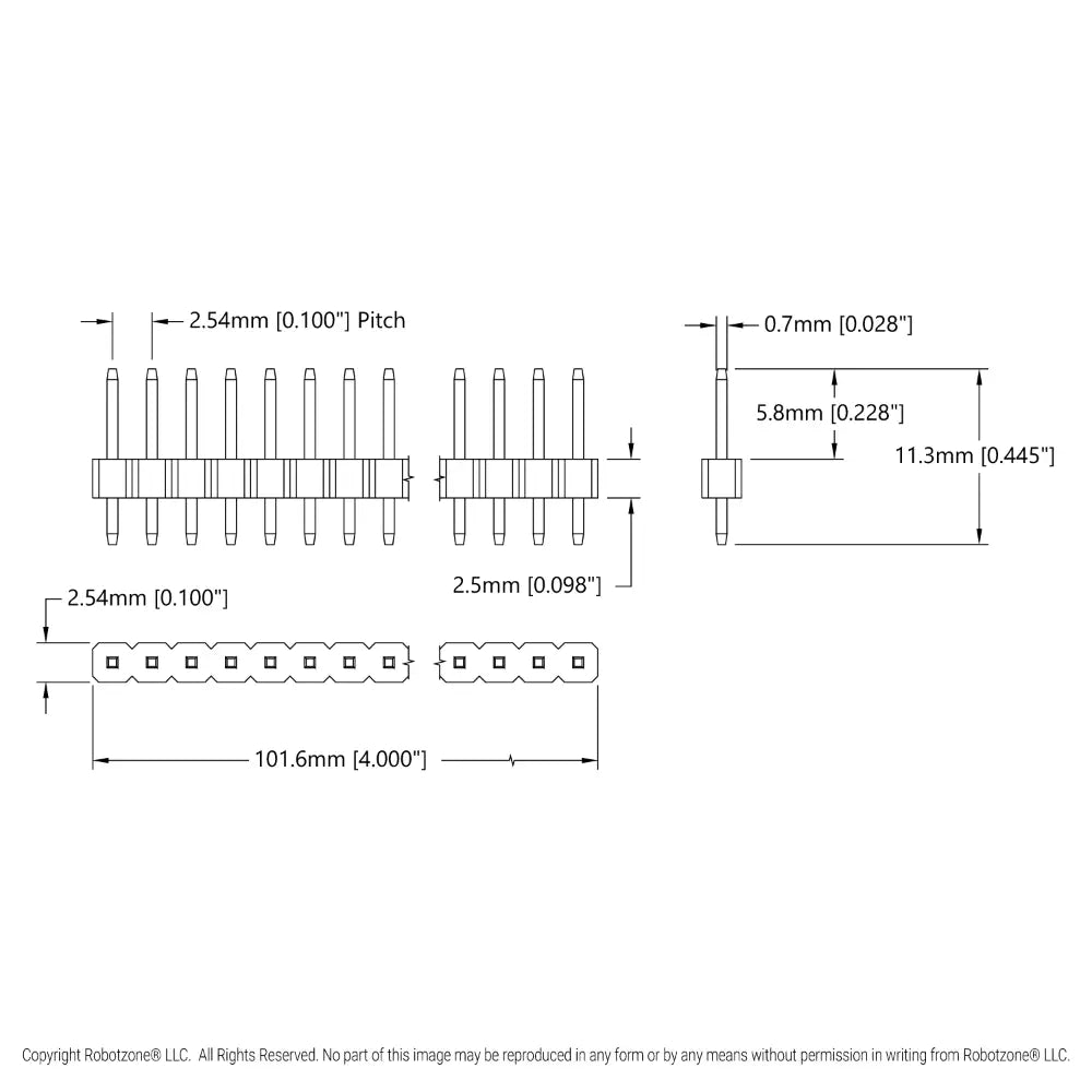 ServoCity Male Header Row (40 Pin) - 6 Pack - RobotShop