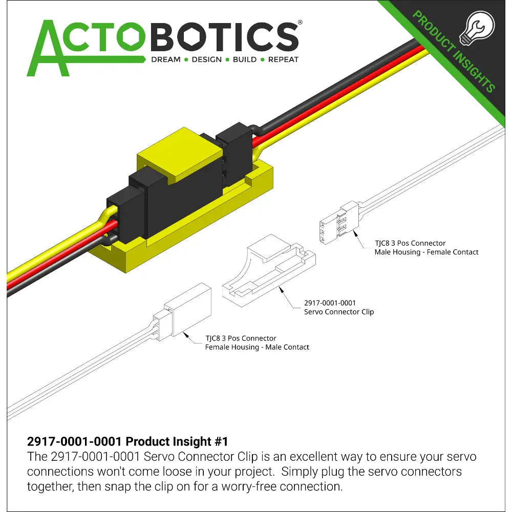 ServoCity Servo Connector Clip (Yellow) - 6 Pack - RobotShop