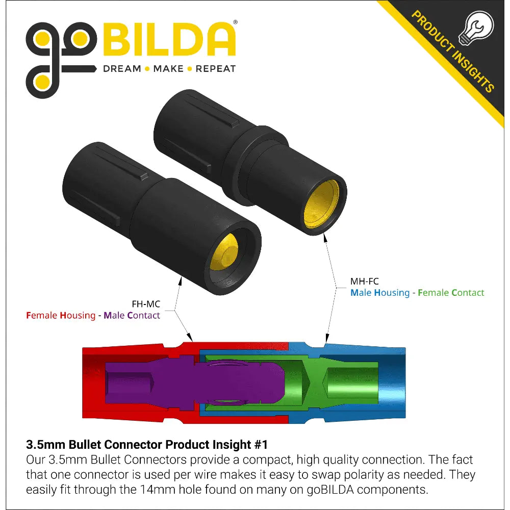 ServoCity SH3.5 mm Bullet Connectors (5-Pair) - RobotShop