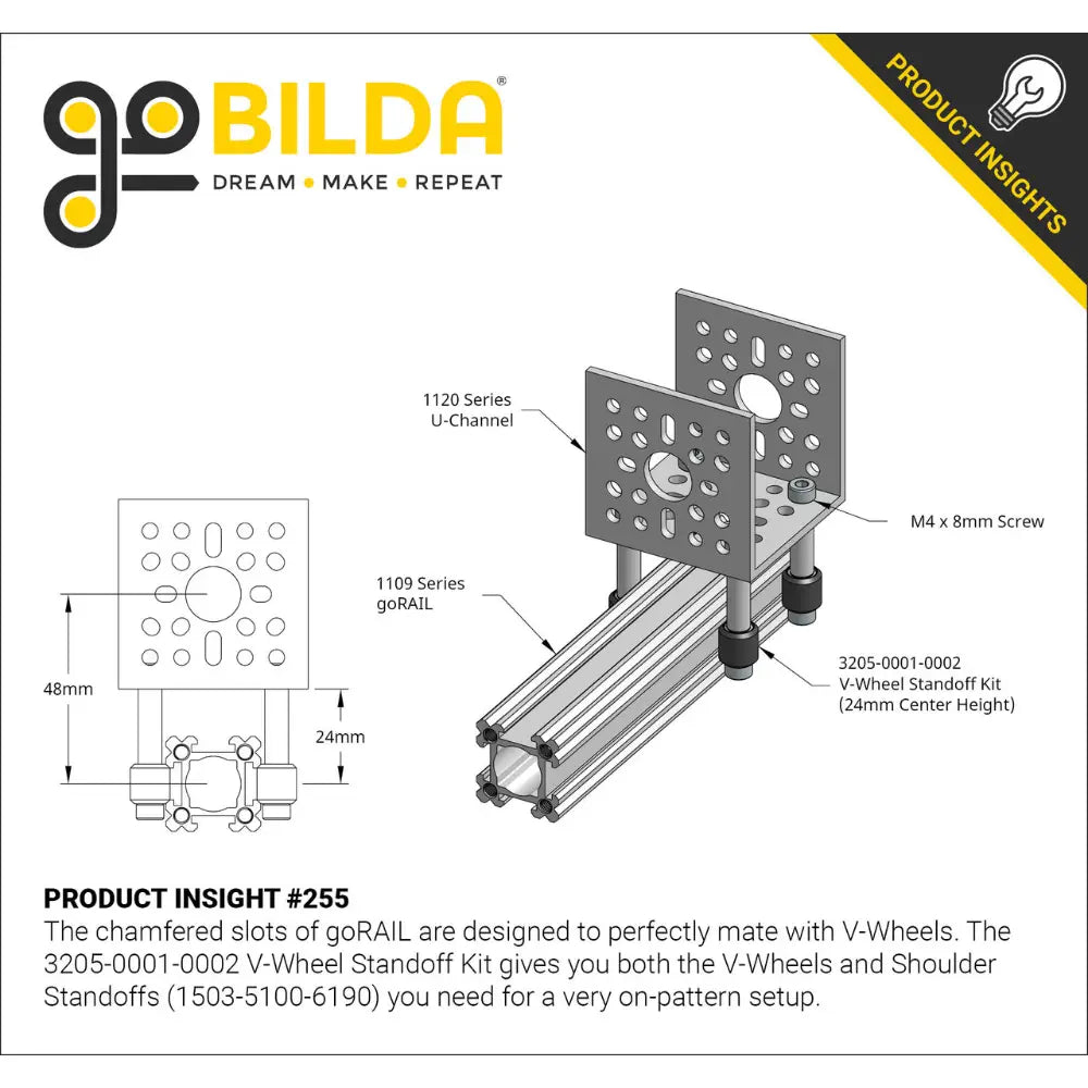 ServoCity V-Wheel Standoff Kit (24mm Center Height) - RobotShop