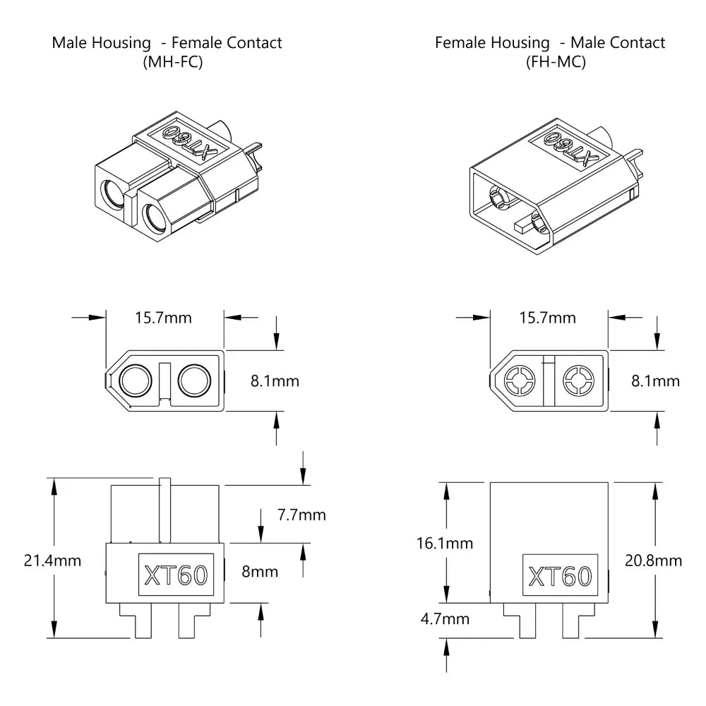 ServoCity XT60 Connector Pack (MH-FC x 5, FH-MC x 5) - RobotShop