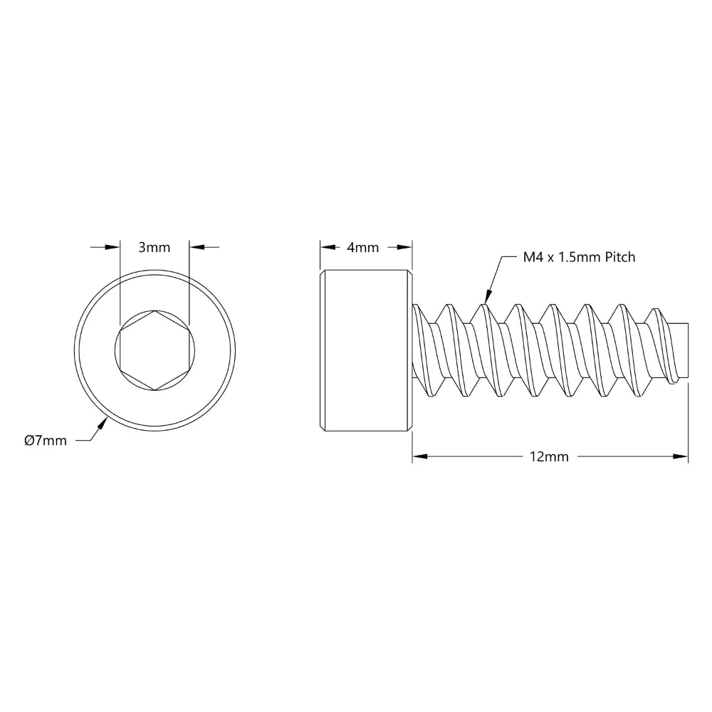 ServoCity Verzinkte Stalen Draadvormende Inbus Schroef (M4 x 12mm ...