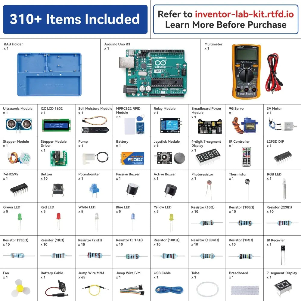 SunFounder Inventor Lab Starter Kit w/ Original Arduino Uno R3 - RobotShop
