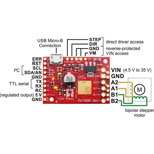 Pololu Tic T500 USB Multi-Interface Stepper Motor Controller - RobotShop Pololu Tic T500 USB Multi-Interface Stepper Motor Controller - RobotShop